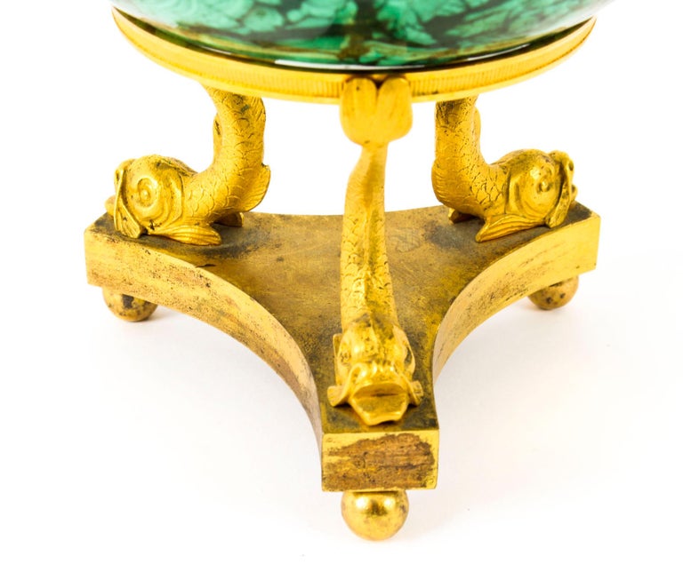 Antique Large Polished Malachite and Ormolu Sphere, 19th Century at 1stDibs