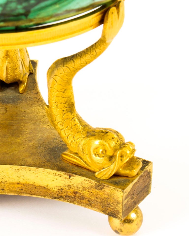 Antique Large Polished Malachite and Ormolu Sphere, 19th Century at 1stDibs