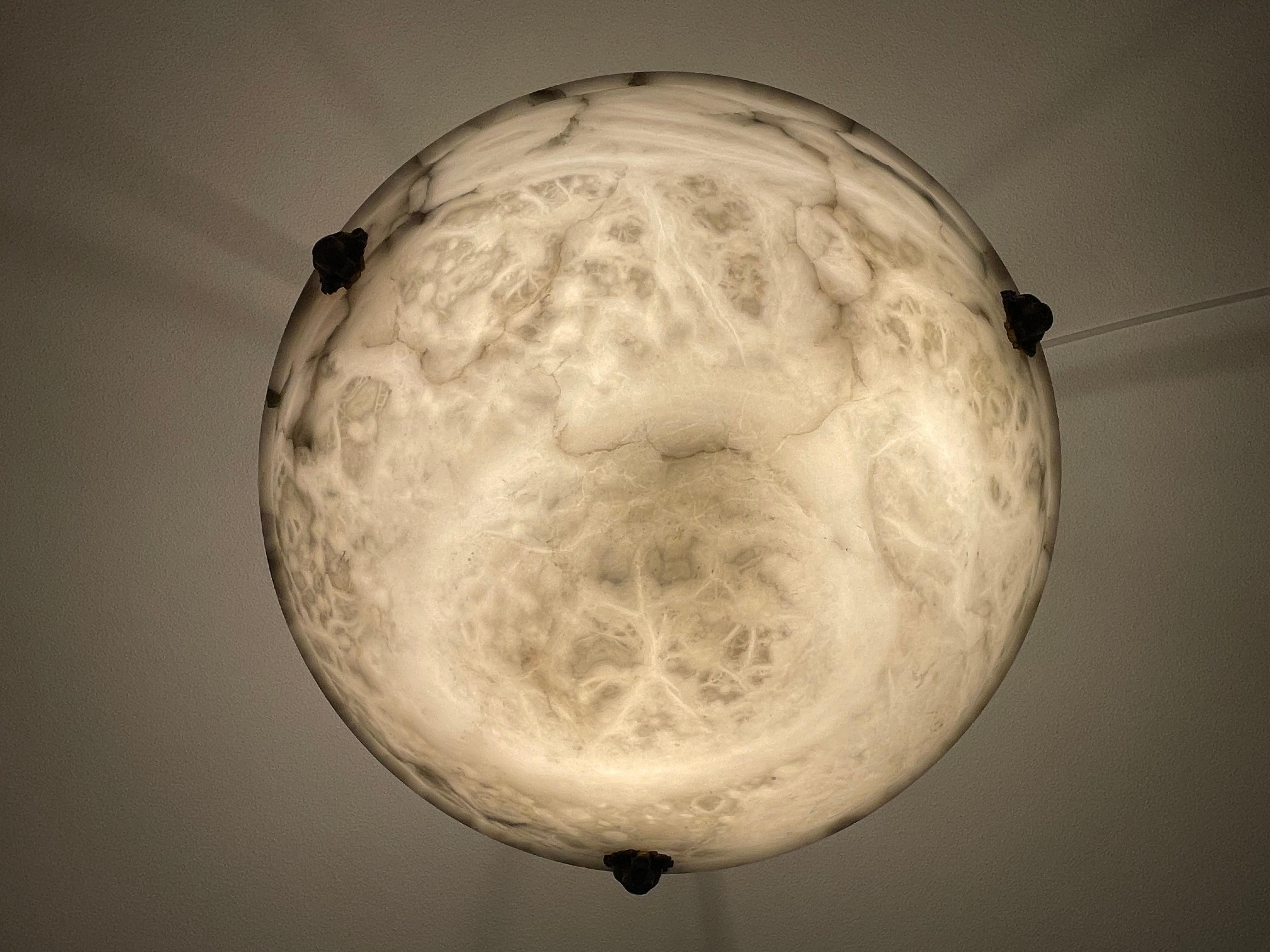 Gorgeous Large and Pure White Alabaster Pendant Chandelier W. Mint Rope ...