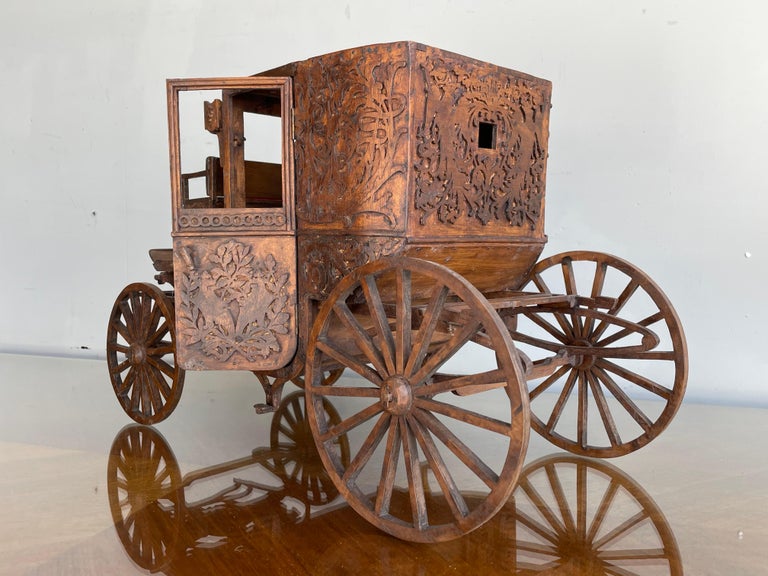 Antique Large and Rare, Late 1800s Hand Crafted Wooden Carriage Novelty ...