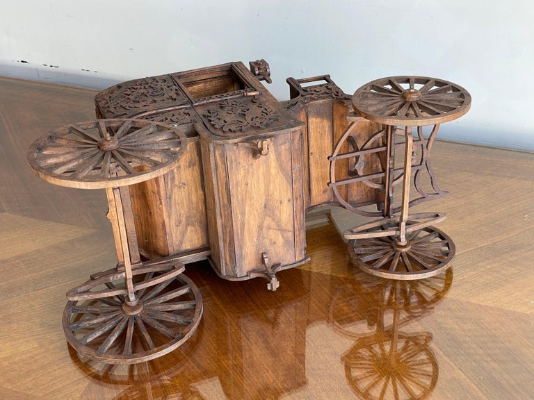Antique Large and Rare, Late 1800s Hand Crafted Wooden Carriage Novelty ...