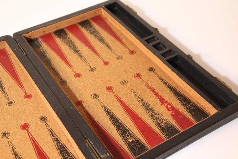 Antique Large Red and Black Backgammon Game with Bakelite Pieces at ...