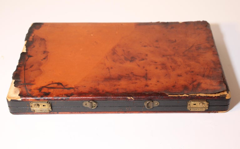 Antique Large Red and Black Backgammon Game with Bakelite Pieces at ...