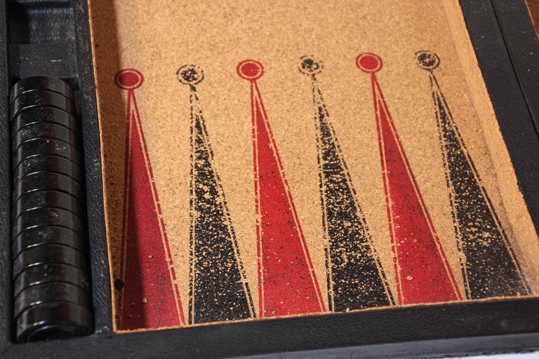 Antique Large Red and Black Backgammon Game with Bakelite Pieces at ...