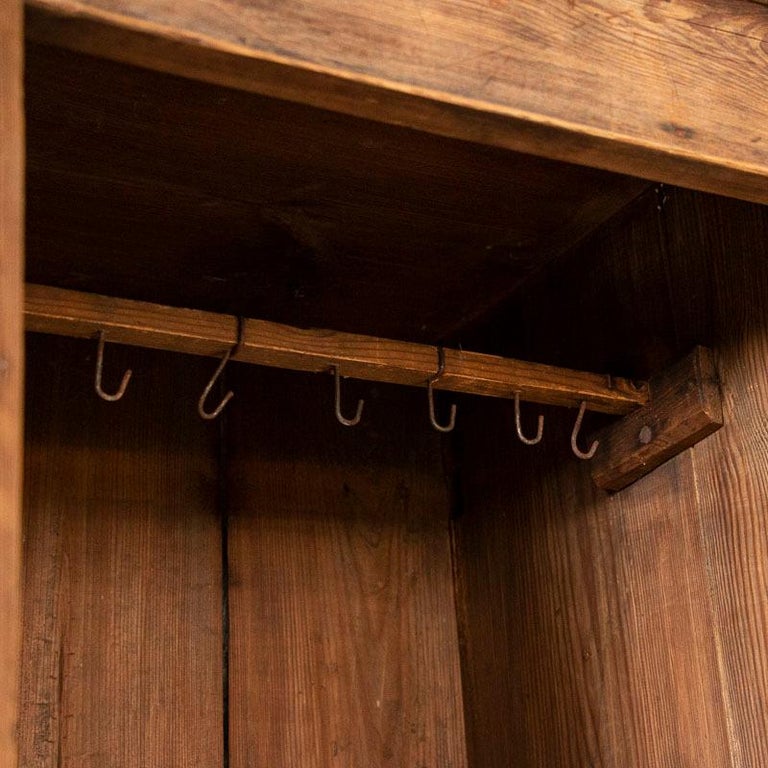 Antique Large Rustic Pine Armoire with Interior Hanging Options at 1stDibs