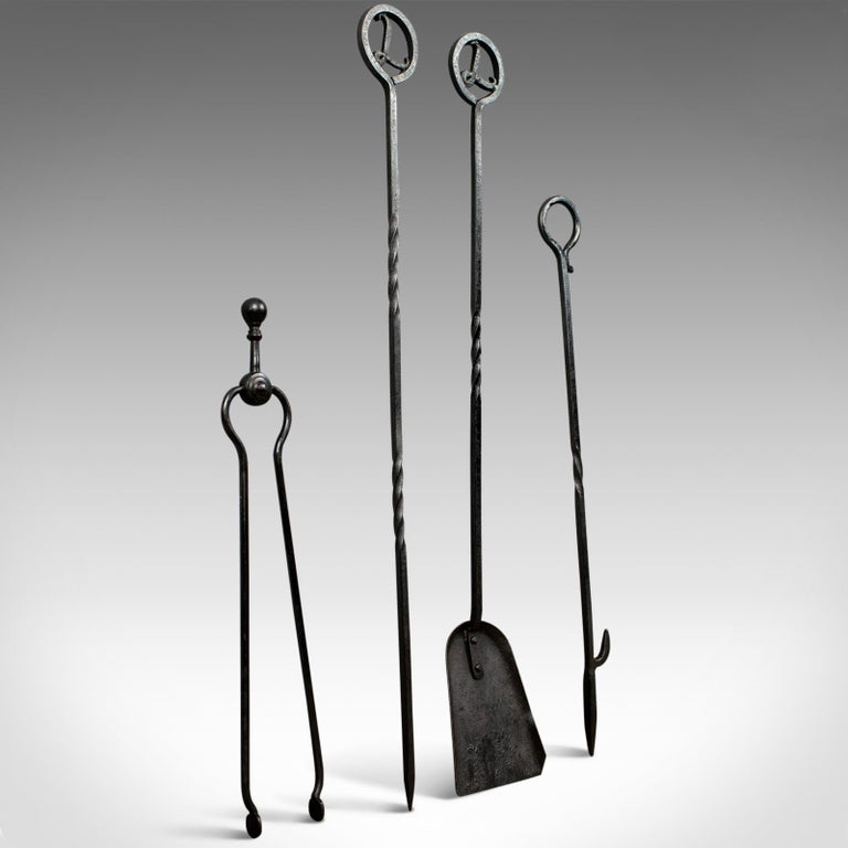 Antique Large Set of Fireside Companion Tools, Pokers, Tongs, Shovel ...
