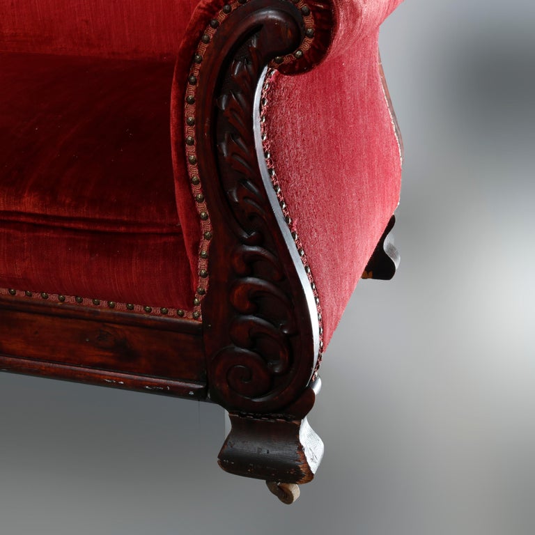Antique Large Victorian Carved Mahogany and Velvet Sofa, Circa 1890 at ...