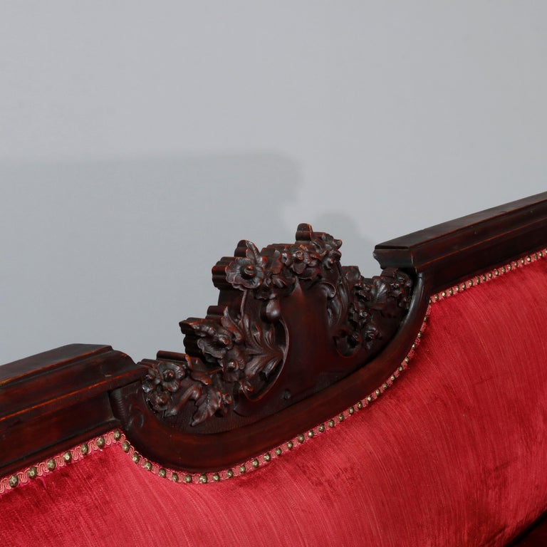 Antique Large Victorian Carved Mahogany and Velvet Sofa, Circa 1890 at ...