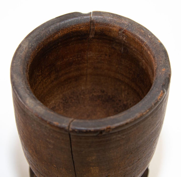 Antique Large Wood American Mortar and Pestle. For Sale at 1stDibs
