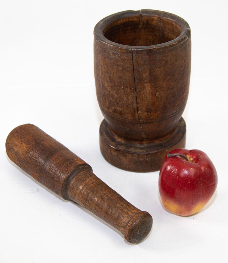 Antique Large Wood American Mortar and Pestle. For Sale at 1stDibs