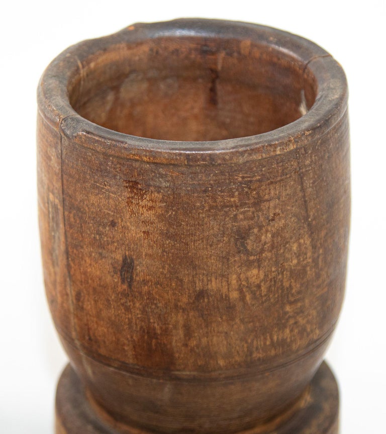 Antique Large Wood American Mortar and Pestle. For Sale at 1stDibs