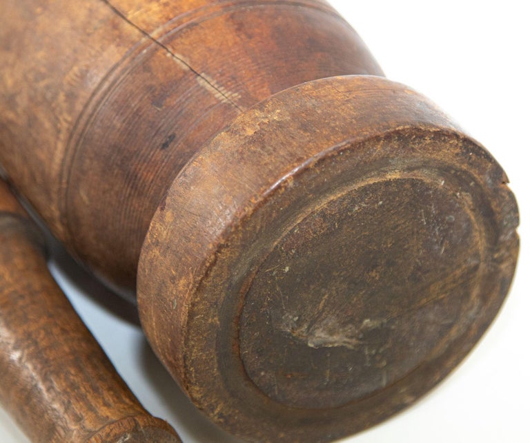 Antique Large Wood American Mortar and Pestle. For Sale at 1stDibs