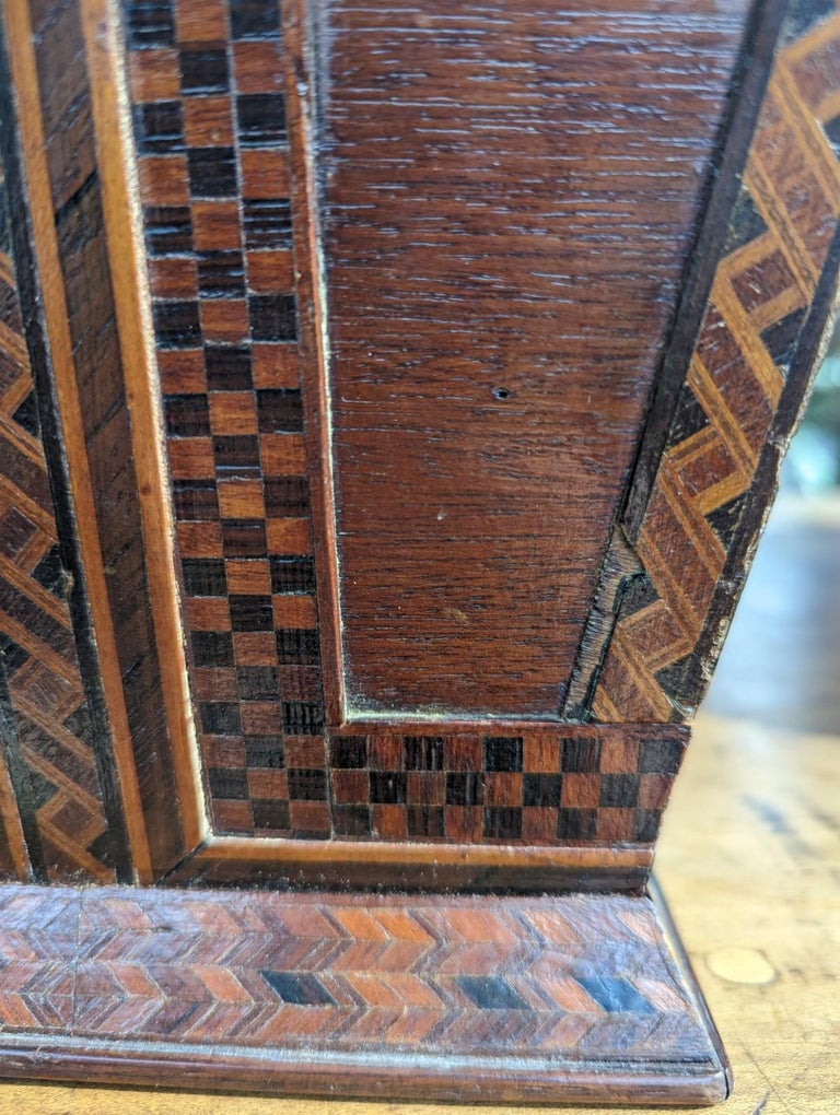 Antique Large Wood Marquetry Inlay Box with Decorative Checkered Design ...