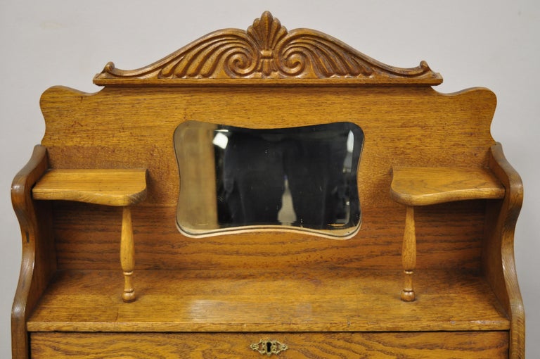 Antique Larkin Golden Oak Eastlake Victorian Secretary Desk Cabinet ...