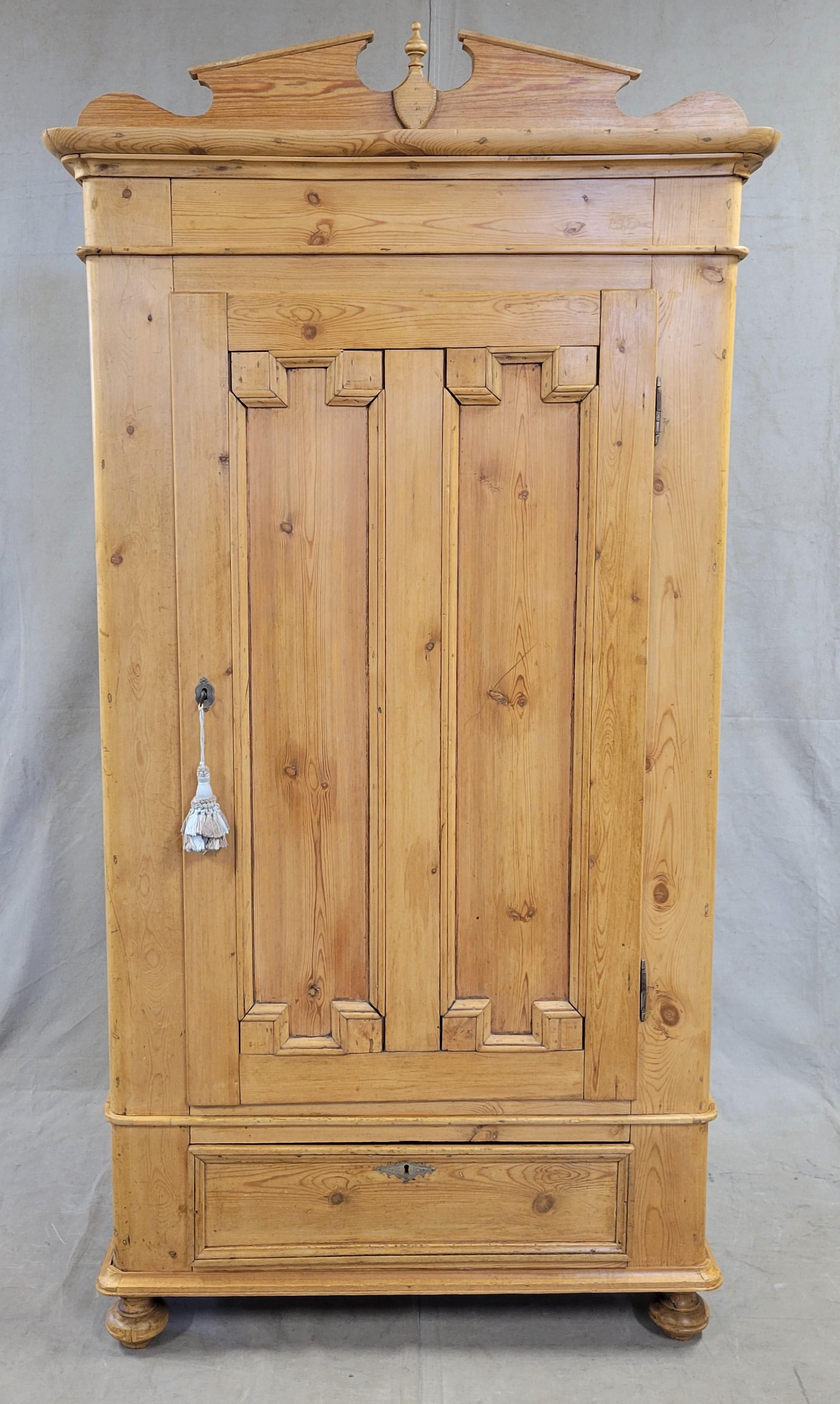 Antique Late 1800s Eastern European Pine Single Door Armoire Wardrobe ...
