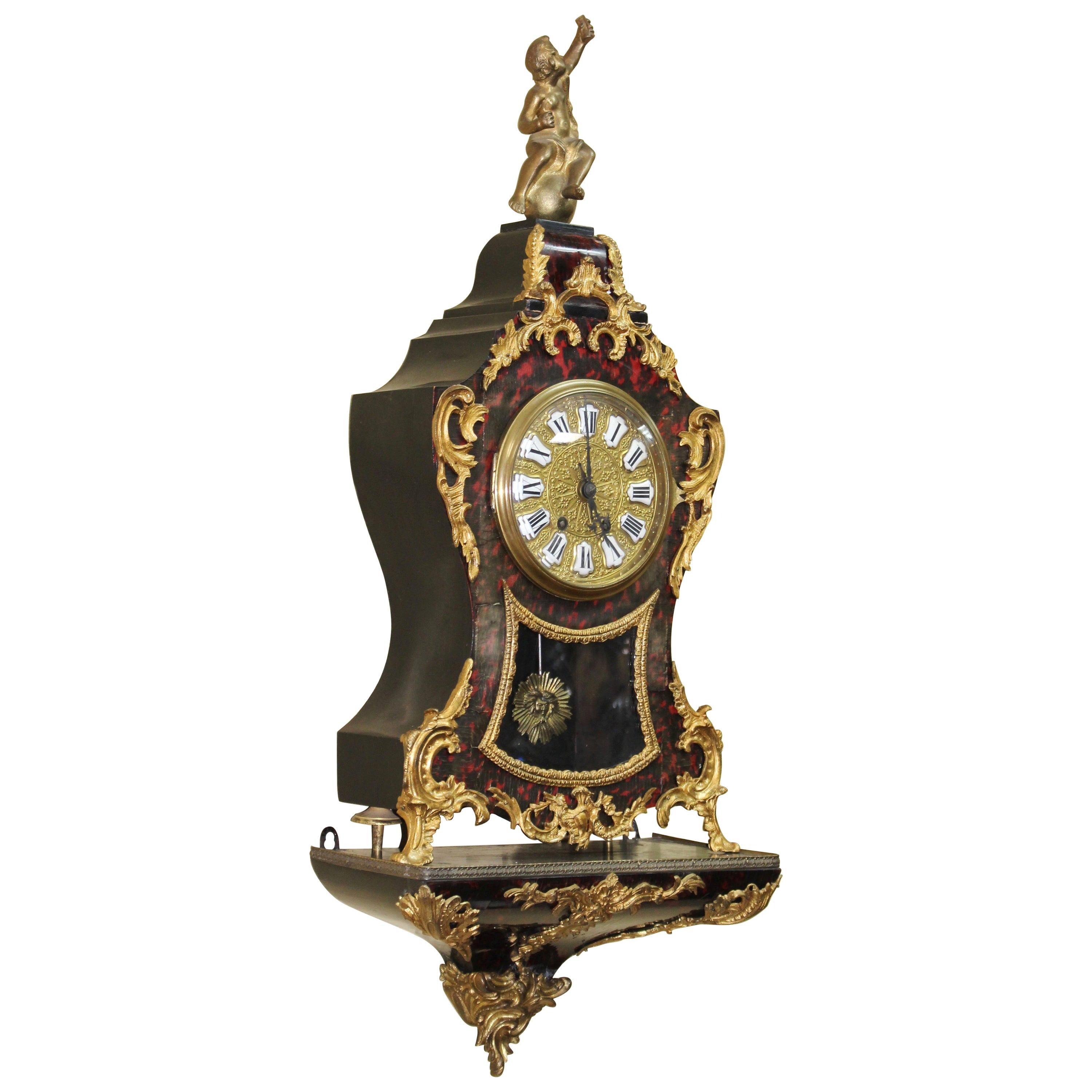 Antique Late 19th Century French Boulle Bracket Clock For Sale at 1stDibs