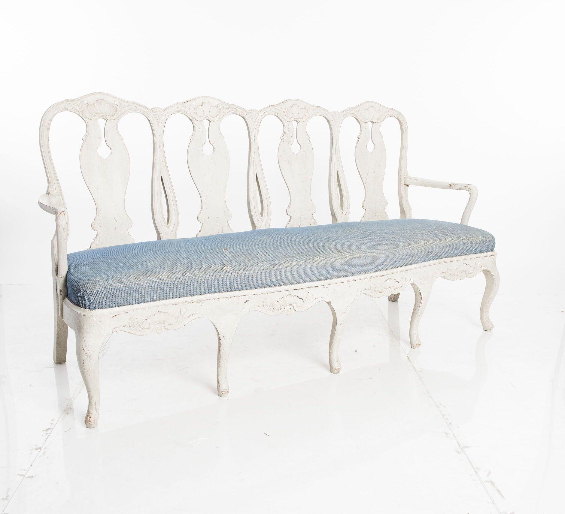 Antique Late 19th Century Swedish Rococo Bench at 1stDibs