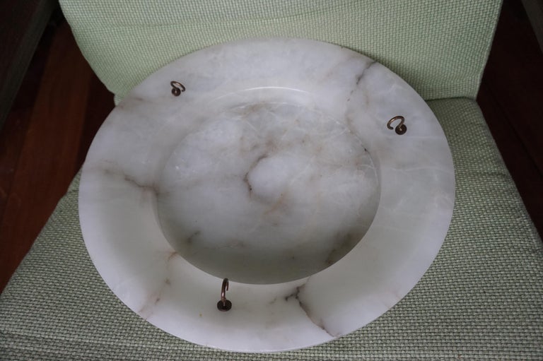 Antique Late Arts and Crafts, Early Art Deco White Alabaster Pendant or ...