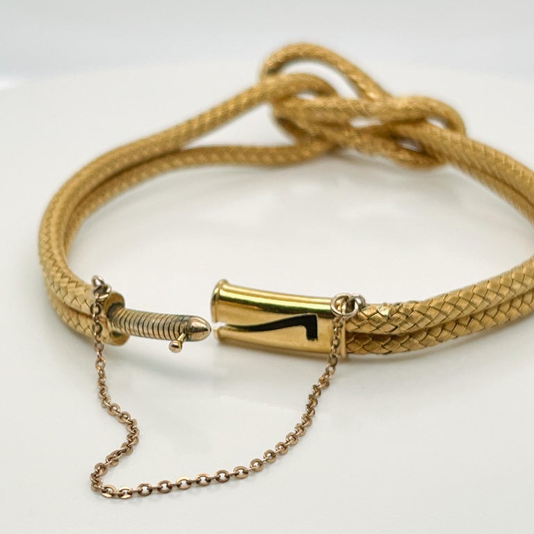 Antique Late Victorian 14 Karat Braided Cable Lasso Bracelet For Sale ...