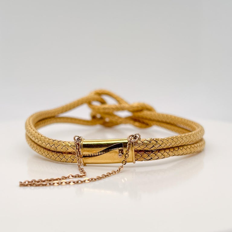Antique Late Victorian 14 Karat Braided Cable Lasso Bracelet For Sale ...
