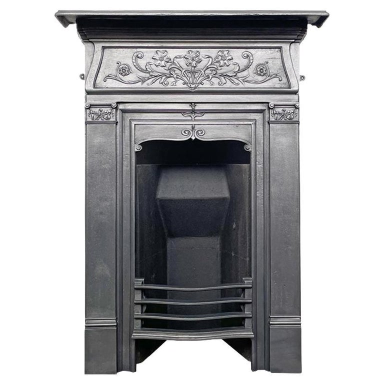 Antique Cheminée de chambre en fonte de la fin de l'époque victorienne ...