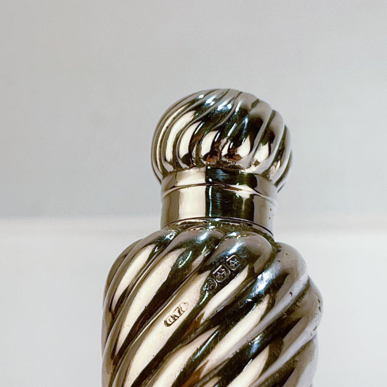 Antique Late Victorian English Sterling Silver Perfume Flask and Fitted ...