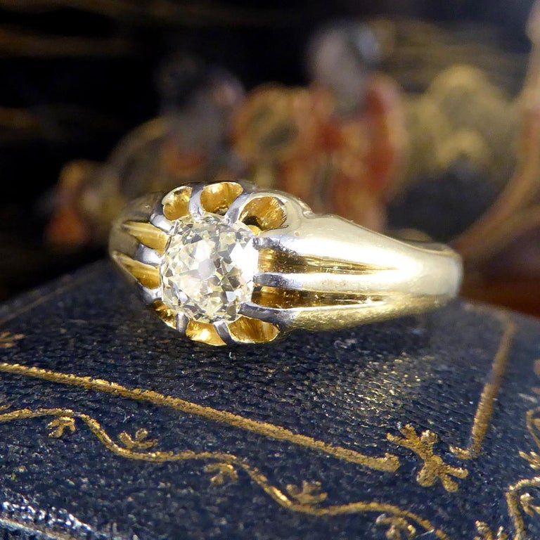 Antique Late Victorian Gypsy set Old Cushion Cut Diamond Ring in 18ct ...