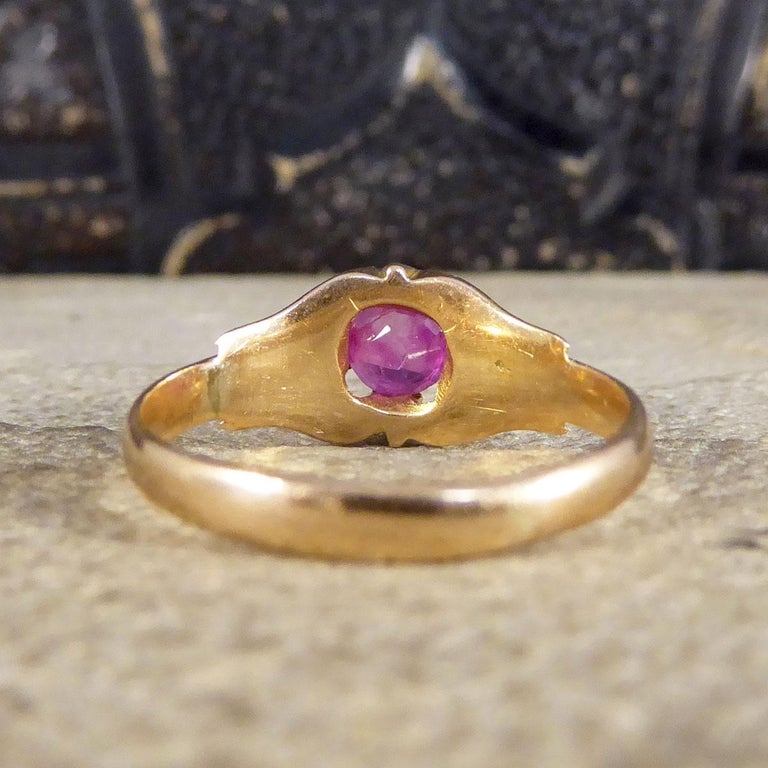 Antique Late Victorian Gypsy Set Ruby Ring with Detailed Shoulders in ...