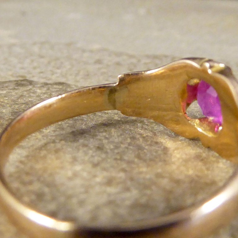 Antique Late Victorian Gypsy Set Ruby Ring with Detailed Shoulders in ...