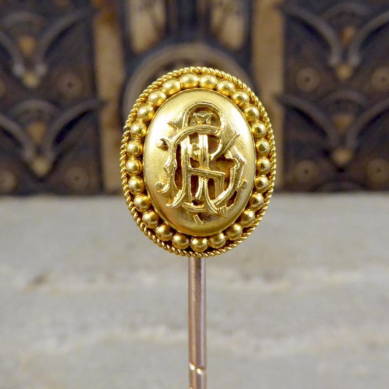 Antique Late Victorian High Carat Yellow Gold Monogram Pin For Sale at ...