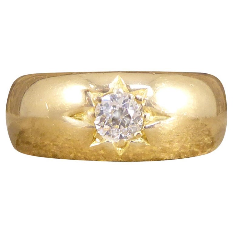 Antique Late Victorian Old Cut Diamond Star Set 18ct Yellow Gold Band ...