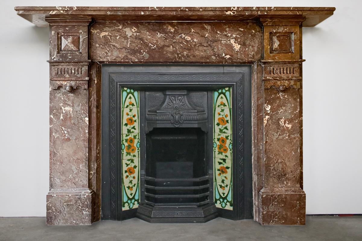Antique late Victorian Rouge Royal marble fireplace surround at 1stDibs