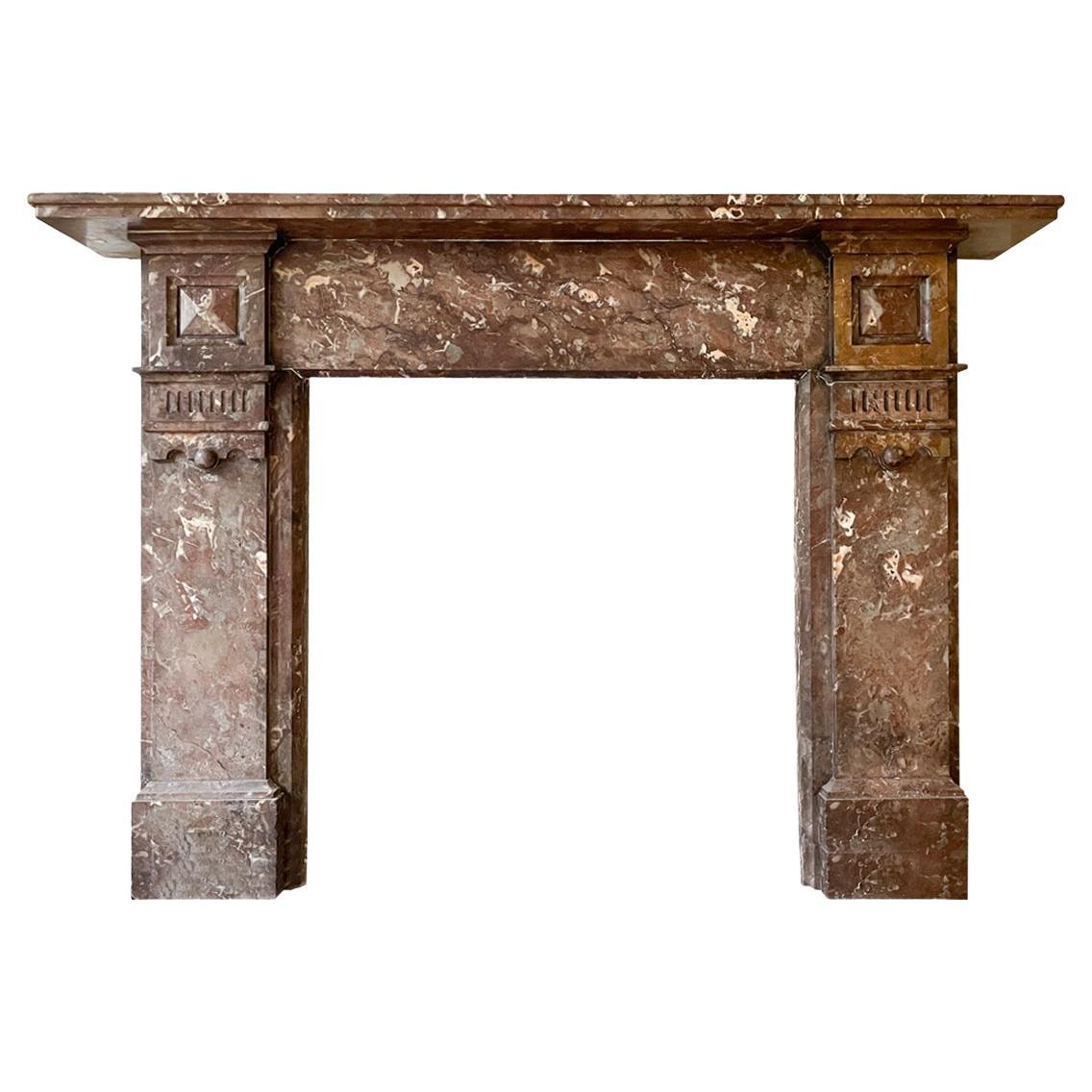 Antique late Victorian Rouge Royal marble fireplace surround at 1stDibs