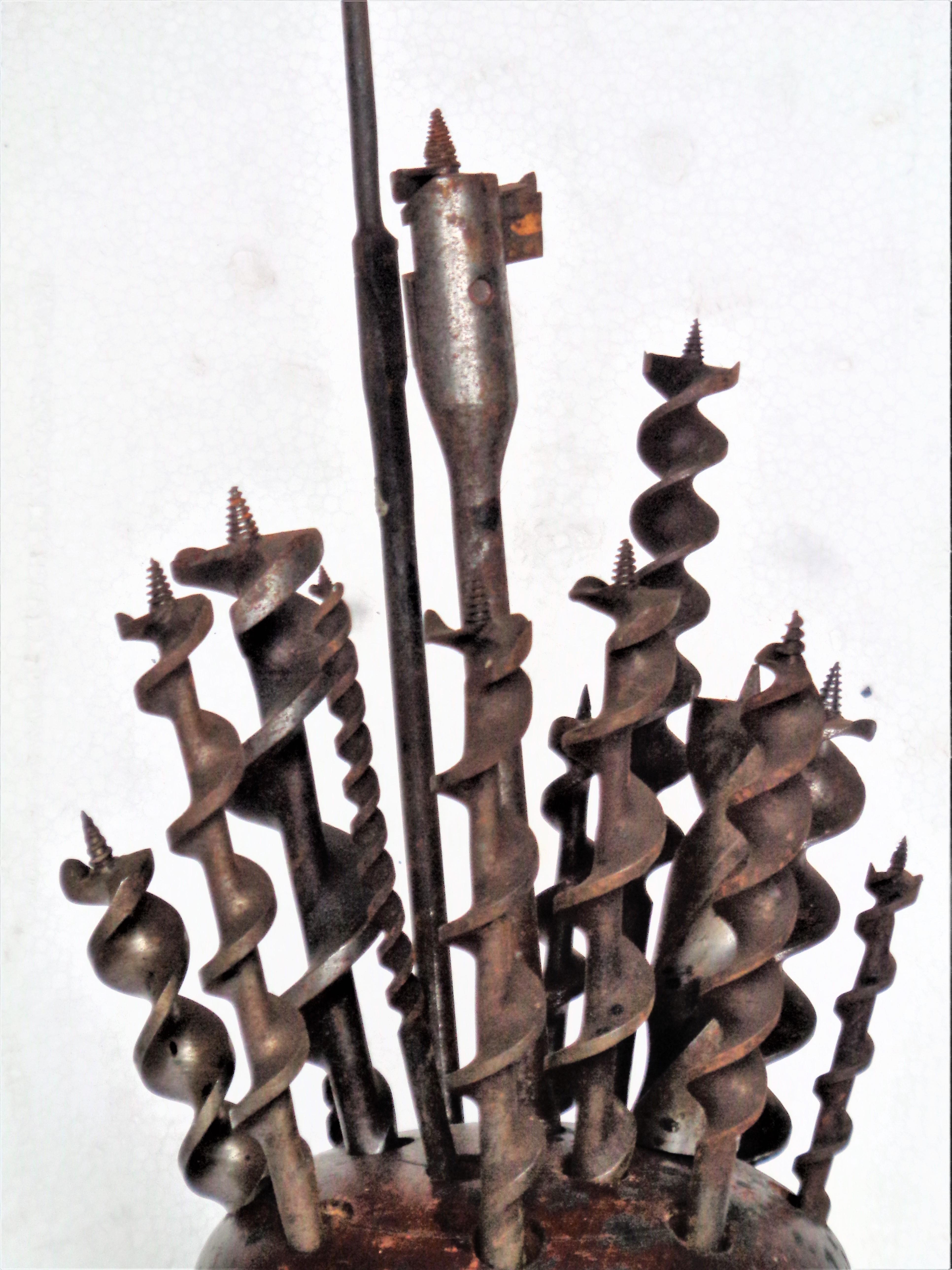 Antique Lathed Turned Wood Drill Bit Holder and Bits, As Found ...