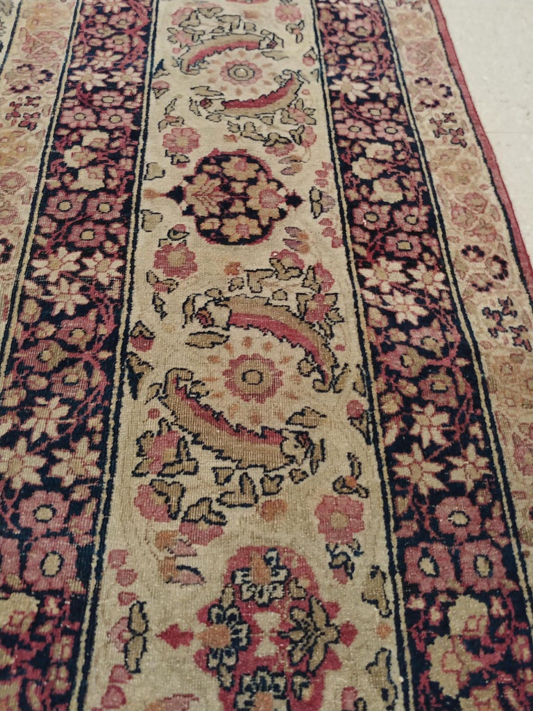 Antique Lavar Kerman Carpet, Fine Persian Oriental Rug Jewel Blue, Gold ...