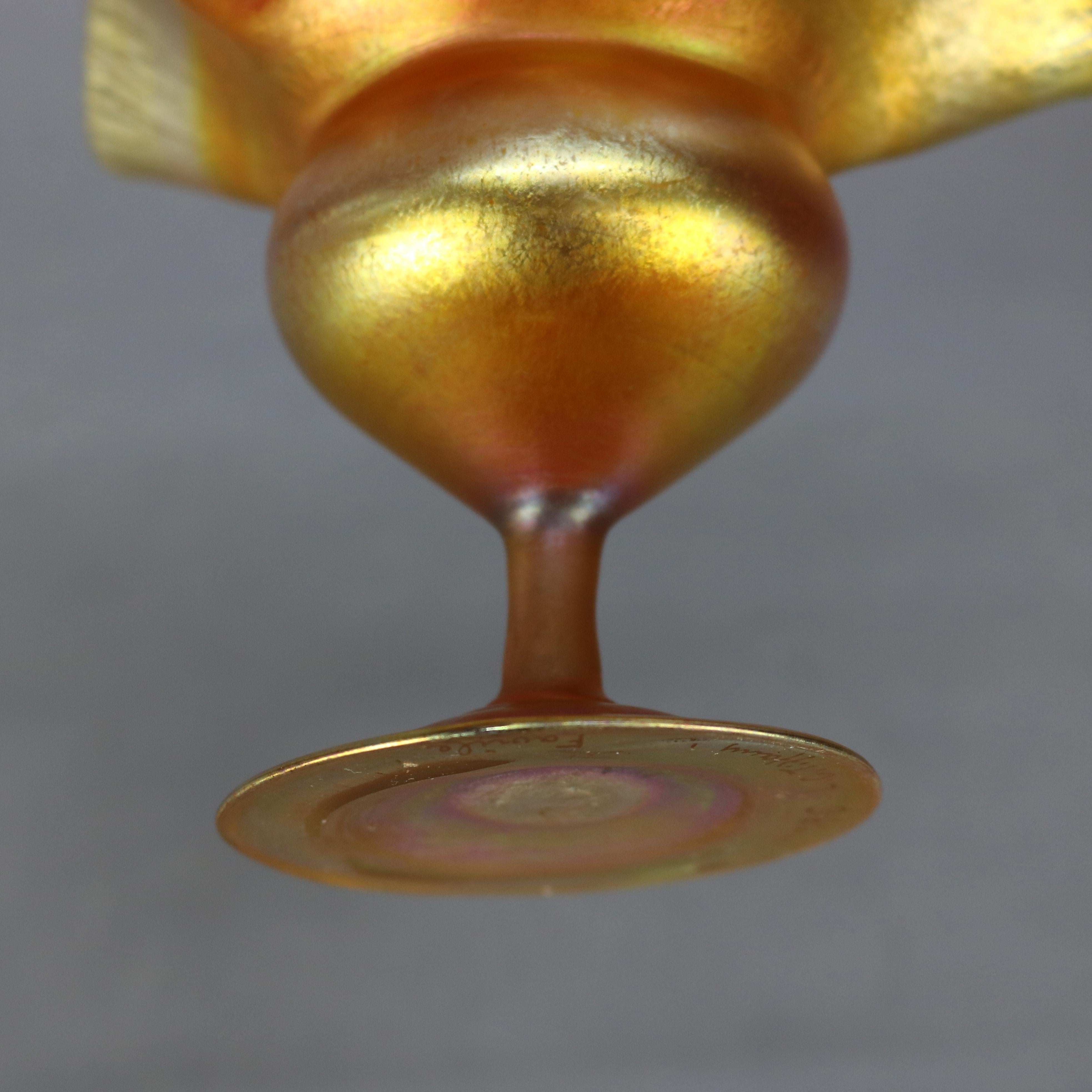 Antique L.C. Tiffany Favrile Art Glass Flori Form Bon Bon Dish, Signed ...