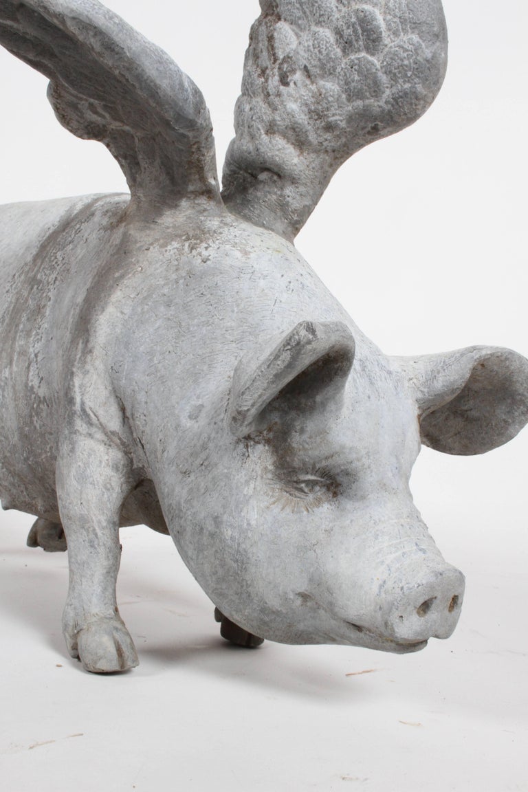 Antique Lead English Flying Pig Garden Ornament at 1stDibs
