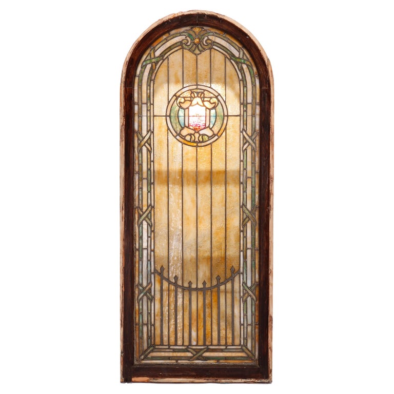 Antique Leaded Stained Glass Arch Form Window, Circa 1900 at 1stDibs