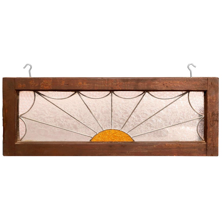 Antique Leaded and Stained Glass Sun Burst Window, Circa 1910 at 1stDibs