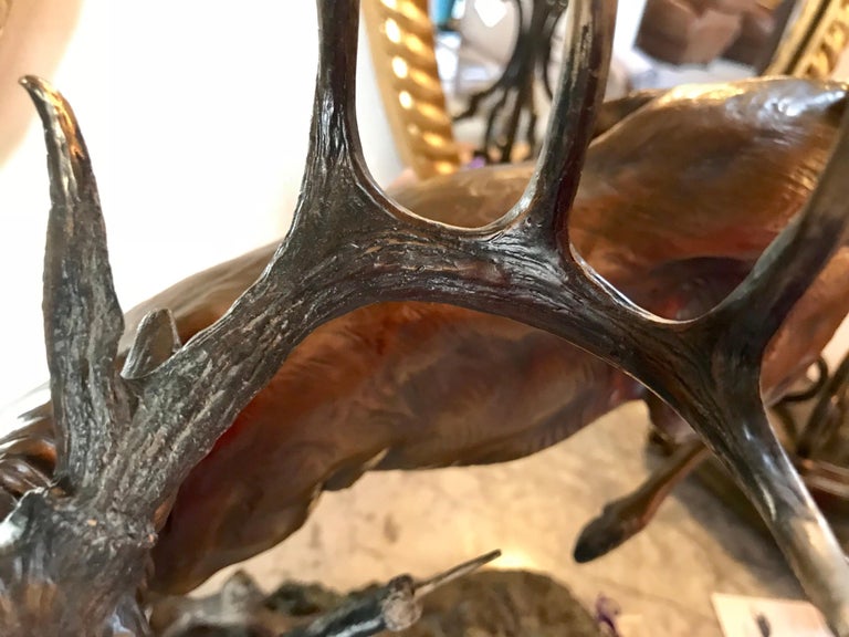 Antique Leaping Stag Signed Bronze Signed and Numbered "Dennis Jones ...