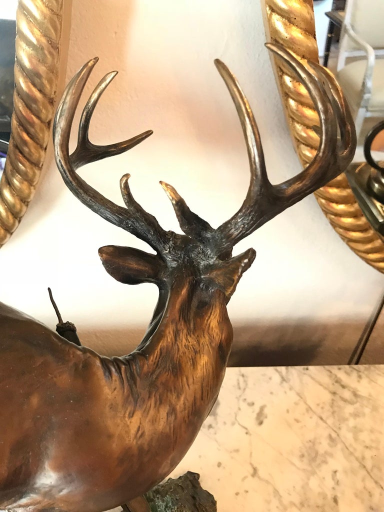 Antique Leaping Stag Signed Bronze Signed and Numbered "Dennis Jones ...
