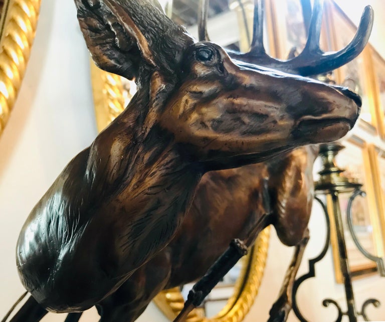 Antique Leaping Stag Signed Bronze Signed and Numbered "Dennis Jones ...