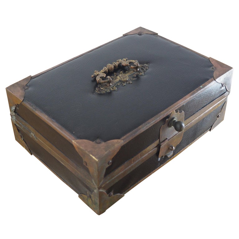 Antique Leather Cigar Box, Jewerly Box, 1900s For Sale at 1stDibs