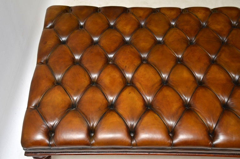 Antique Leather Deep Buttoned Stool or Coffee Table at 1stDibs ...