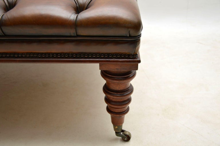 Antique Leather Deep Buttoned Stool or Coffee Table at 1stDibs ...