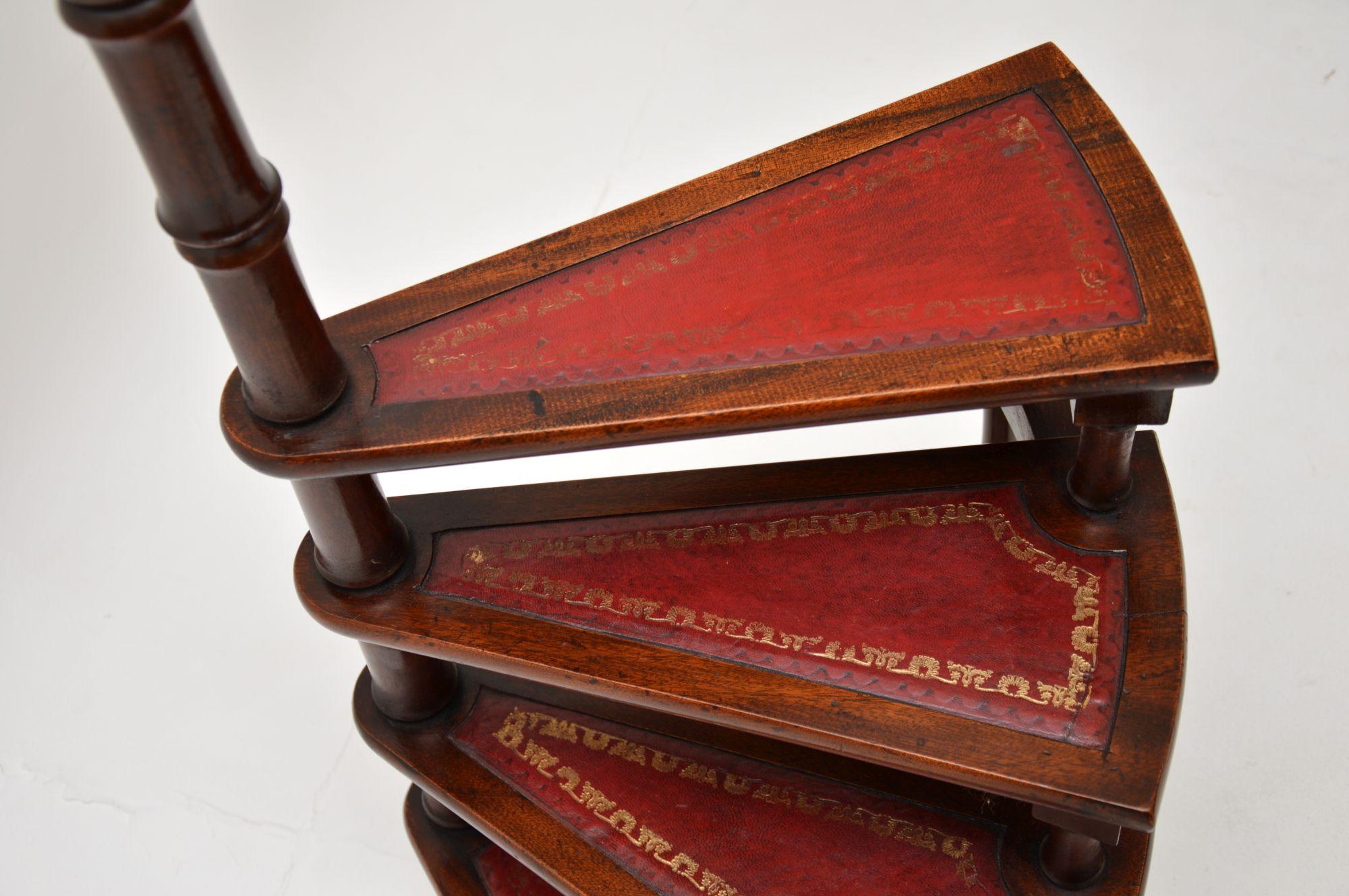 Antique Leather Library Steps For Sale at 1stDibs