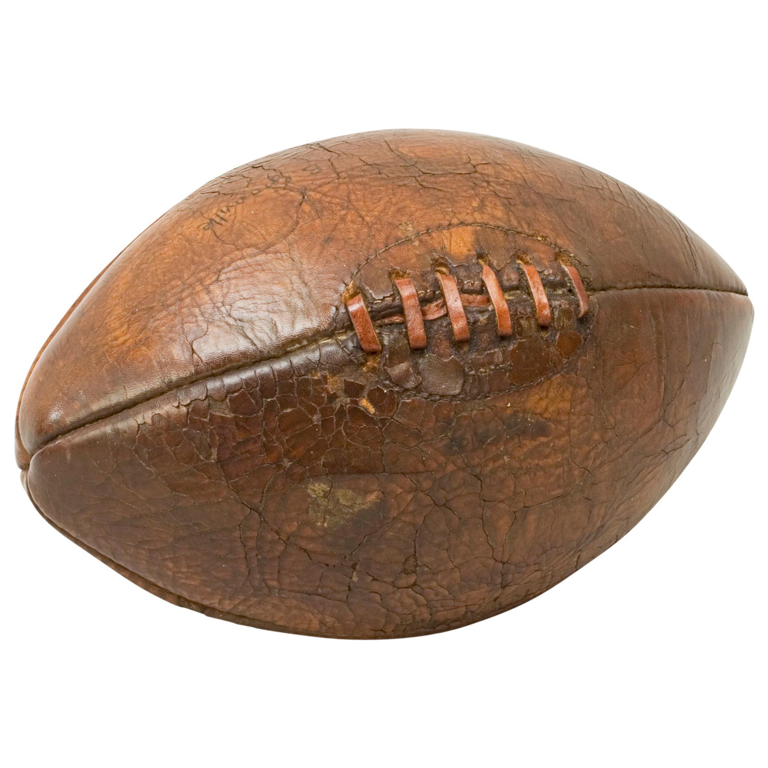 Antique, Match, Leather Rugby Ball, Early Shape Four Panels at 1stDibs