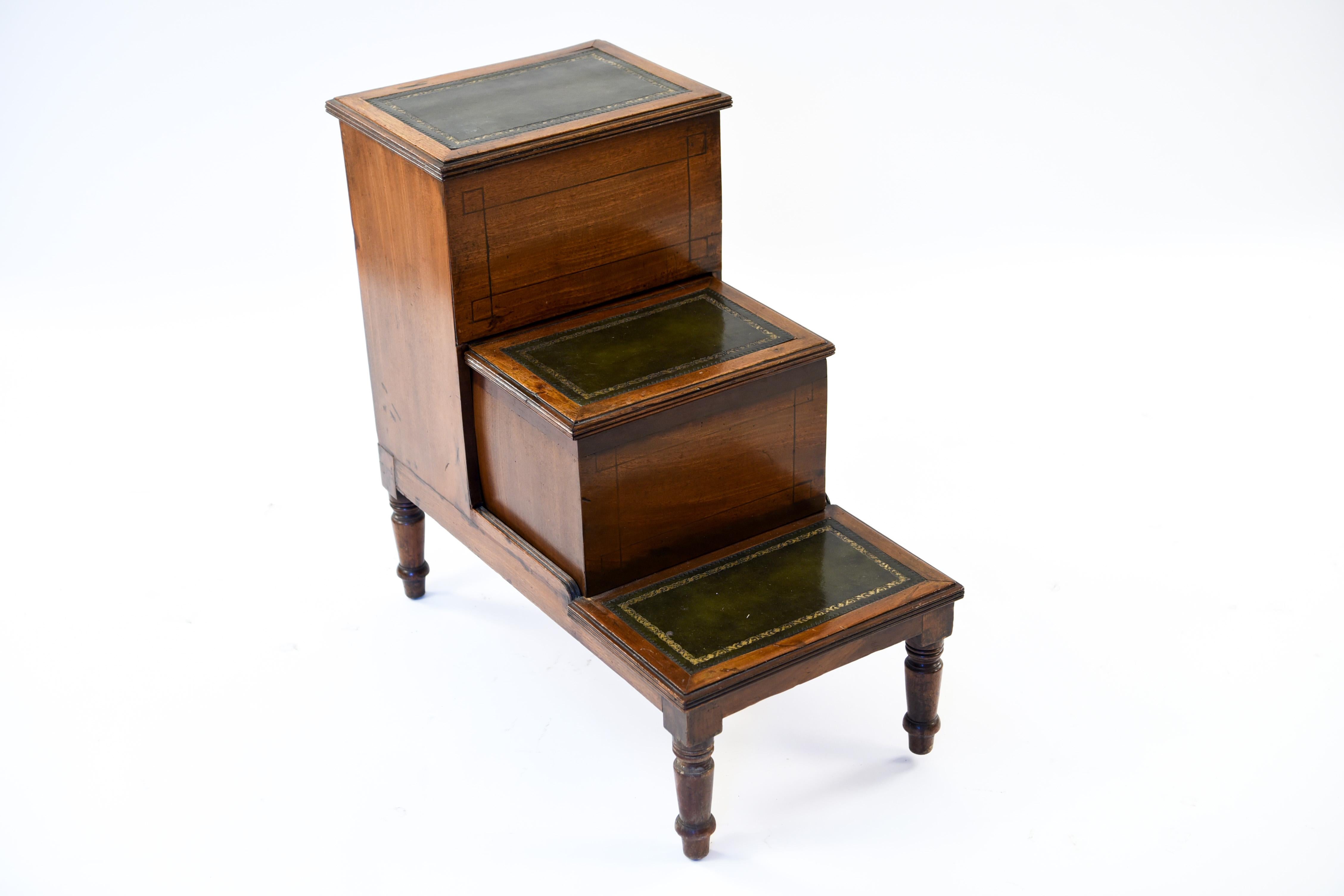 Antique Leather Top Mahogany Library Steps at 1stDibs | antique library ...