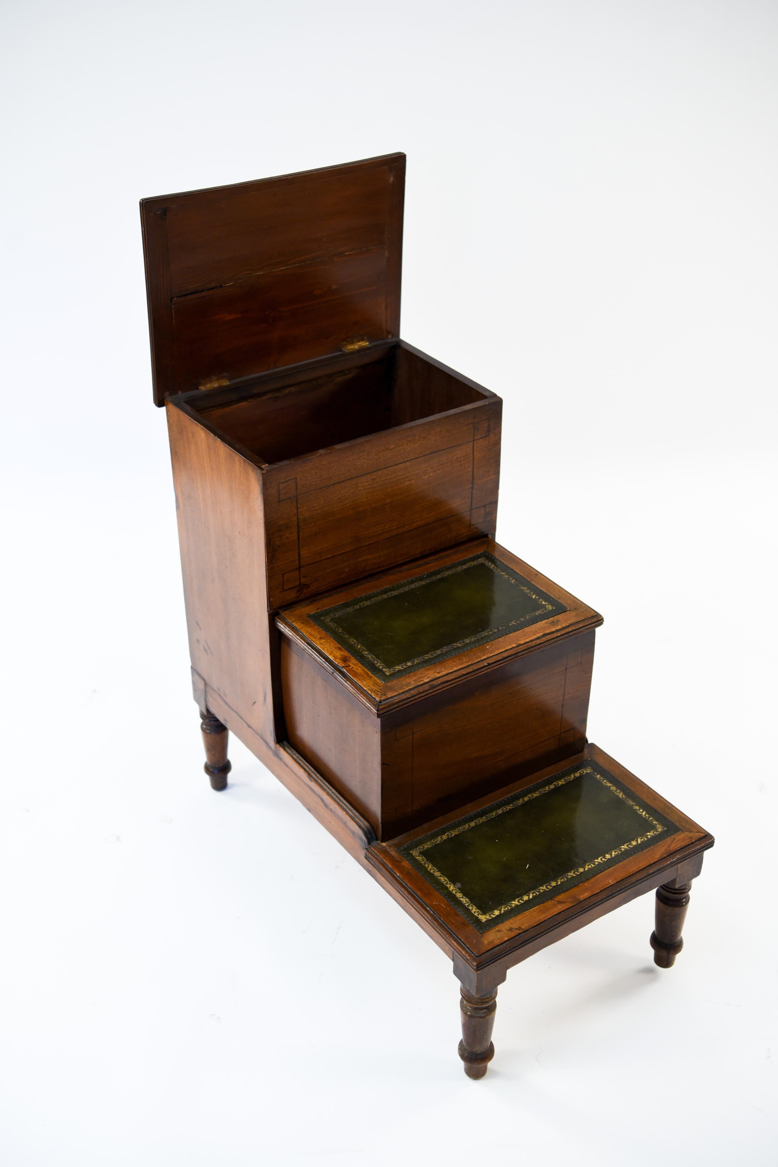 Antique Leather Top Mahogany Library Steps at 1stDibs | antique library ...