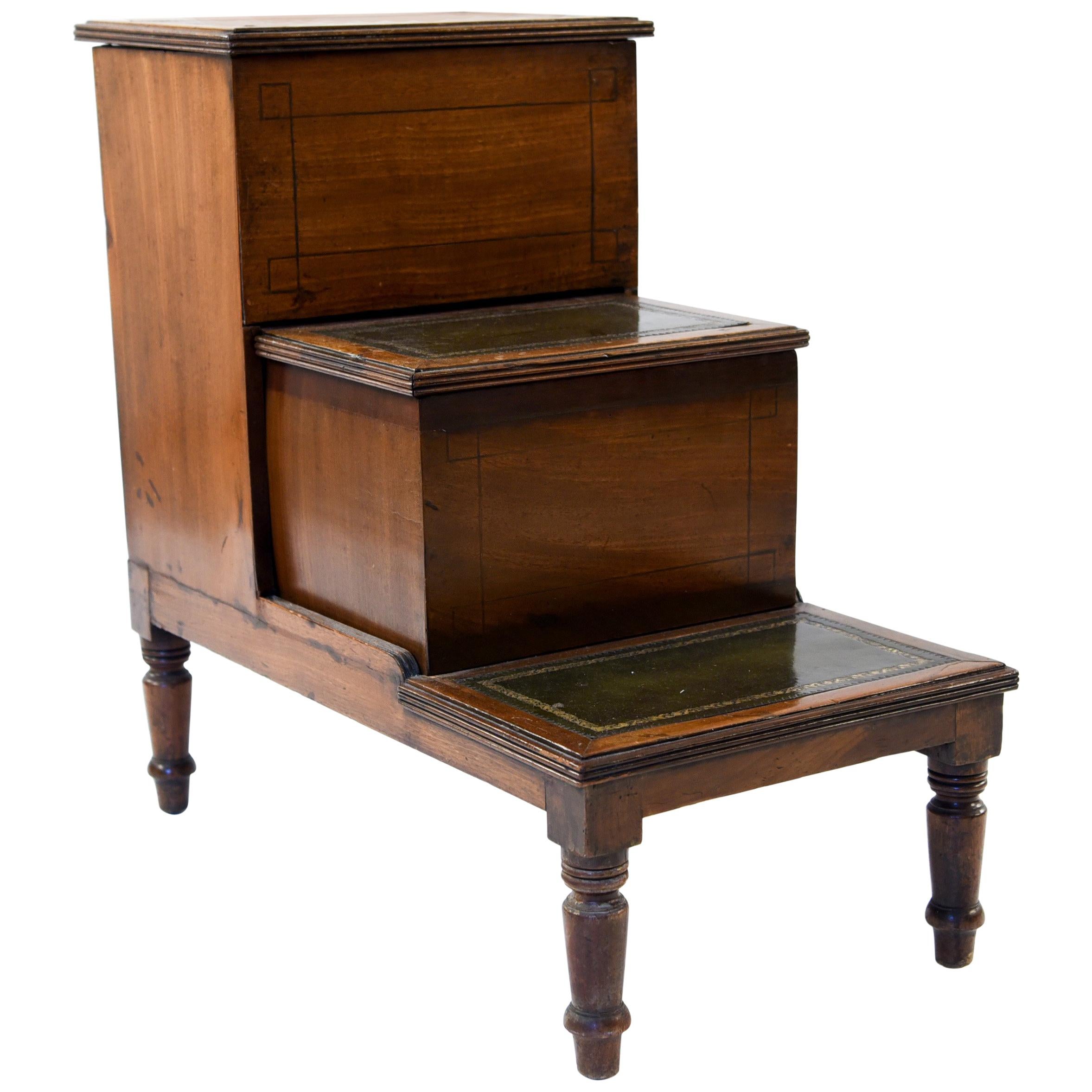 Antique Leather Top Mahogany Library Steps at 1stDibs | antique library ...